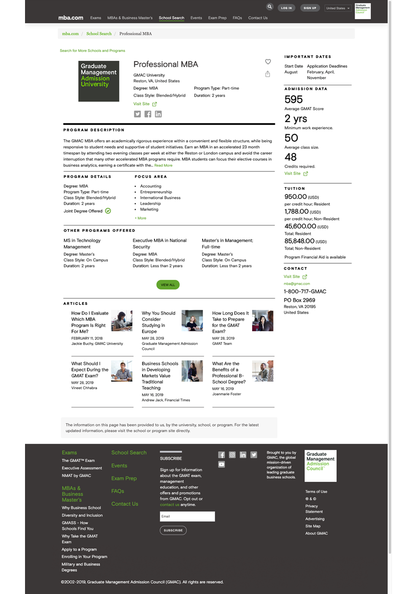 Program Finder Sample Profile